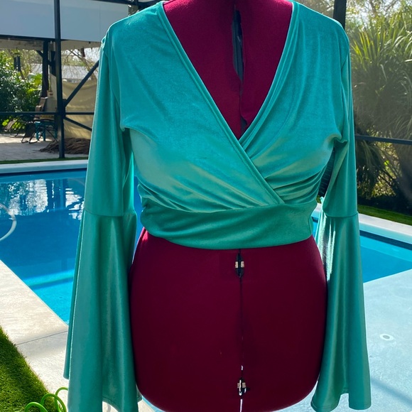 Lucky & Blessed | Tops | Nwt The Turquesa Velvet Super Bell Top By Luck Blessed Size Xl | Poshmark